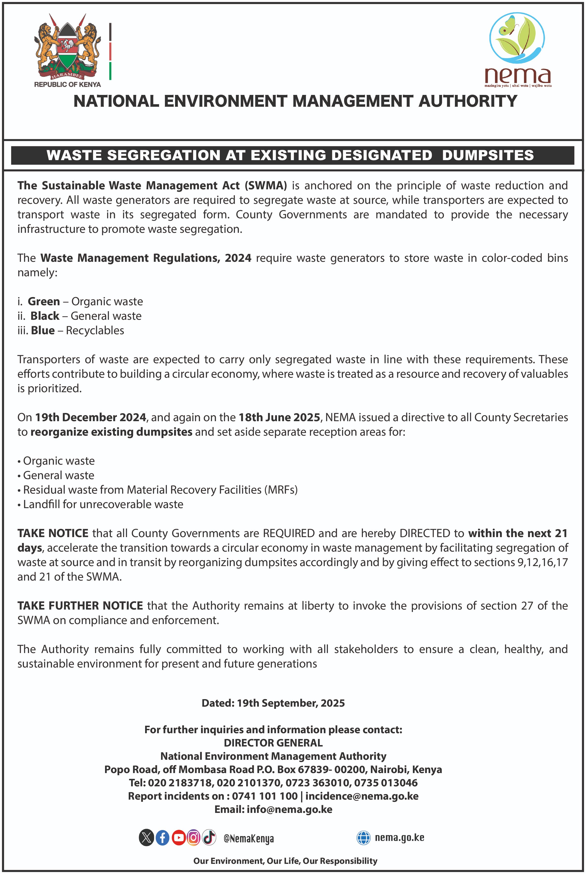 September 2025 – Waste Segregation at Existing Designated Dumpsites - KEPRO